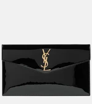 Saint Laurent Uptown Patent Leather Clutch - Black