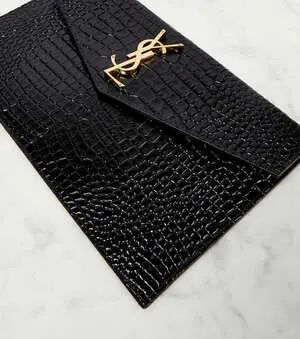 Saint Laurent Uptown Patent Leather Clutch - Black