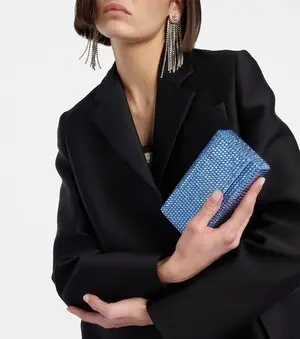 Amina Muaddi Superamini Embellished Clutch - Blue