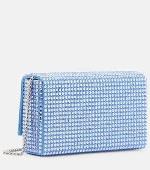 Amina Muaddi Superamini Embellished Clutch - Blue