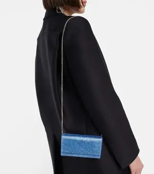 Amina Muaddi Superamini Embellished Clutch - Blue