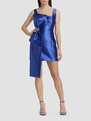 ELLIATT Corsage Satin Bow Minidress - Navy