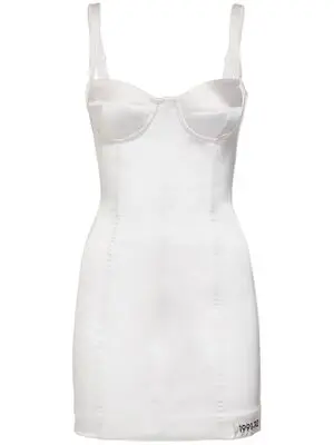 Dolce & Gabbana Satin Stretch Corset Mini Dress - White