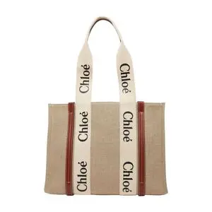 Chloé Woody Tote Bag White_brown_1