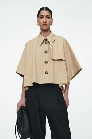 Cos Cropped Trench Coat Cape - Beige