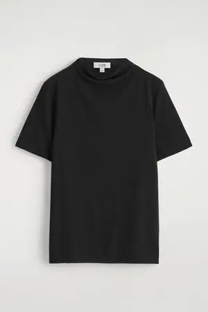 Cos Cropped Jersey T-shirt - Black