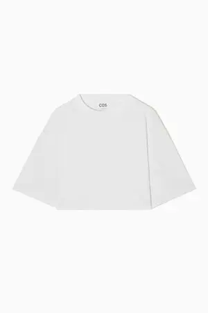 Cos COS Cropped Jersey T-Shirt White