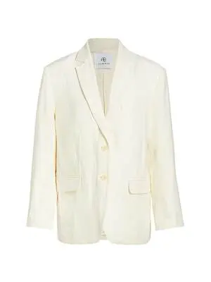 ANINE BING Women's Quinn Linen Blazer - Eggshell  - Eggshell