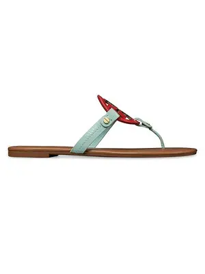 Tory Burch Women's Miller Leather Flip-Flop Sandals - Sea Bubble  Sea Bubble