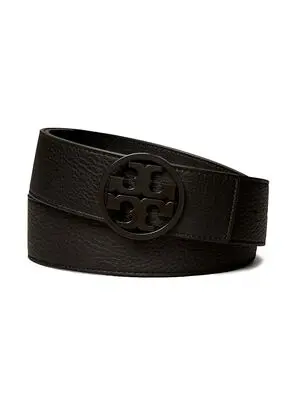 Tory Burch Women's 1.5" Miller Double T Leather Belt - Black  Black
