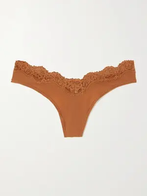 SKIMS Fits Everybody Lace Thong - Brown