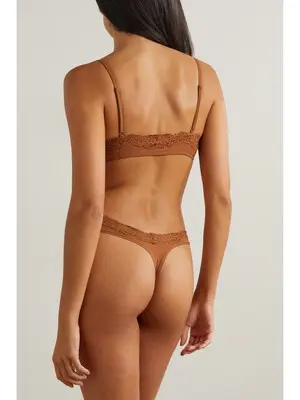 SKIMS Fits Everybody Lace Thong - Brown