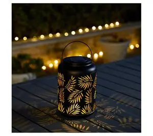 GLITZHOME Leaf Cutout Led Solar Outdoor Hanging Lantern