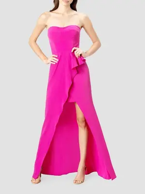 Dress The Population Kai Stretch Crepe Strapless Gown Fuchsia