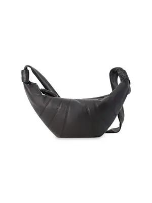 LEMAIRE Men's Medium Croissant Leather Bag - Dark Moss Dark Chocolate