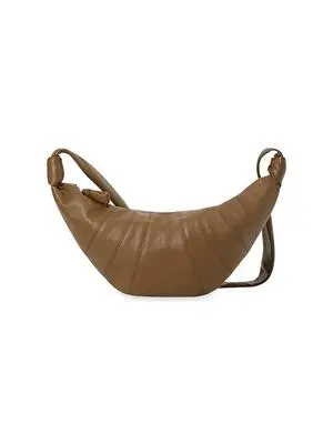 LEMAIRE Men's Medium Croissant Leather Bag - Dark Moss Olive Brown