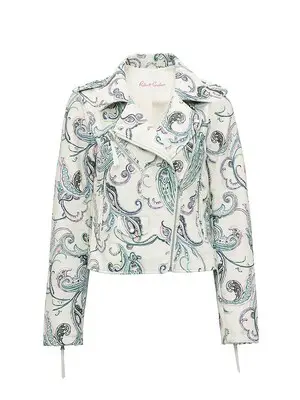 Robert Graham Women's Monroe Paisley Vegan Leather Jacket  - Neutral