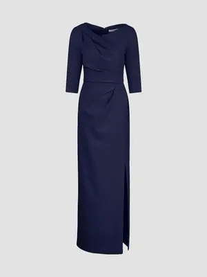 KAY UNGER Margerite Pleated Column Gown Midnight