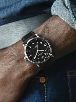Shinola Canfield 43mm Leather Strap Watch - Black