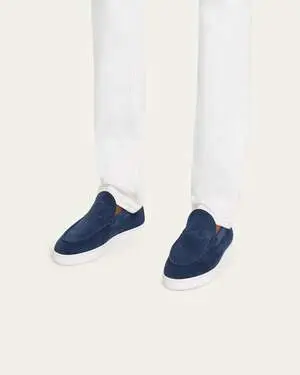 CHRISTIAN LOUBOUTIN Varsiboat Red Sole Leather Boat Shoes - Marine