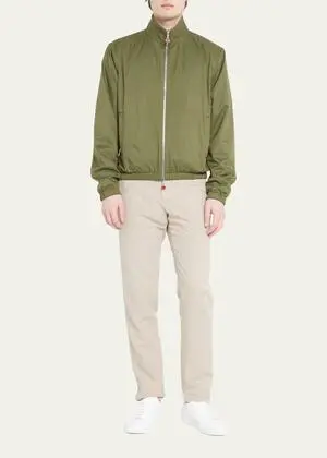 Kiton Men's Olive Windmate Reversible Bomber Jacket - Olive