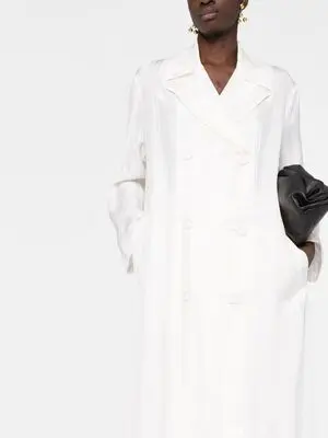 THERE WAS ONE Double-breasted Satin Trench Coat
