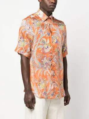 Etro Paisley-print Silk Shirt - Orange