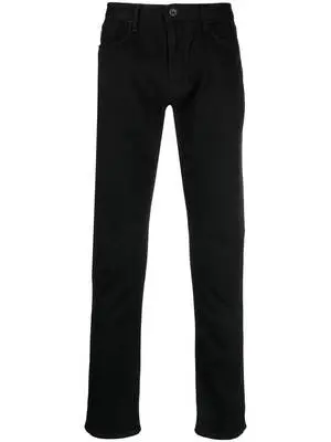 Emporio Armani Logo Plaque Slim Cut Jeans - Black