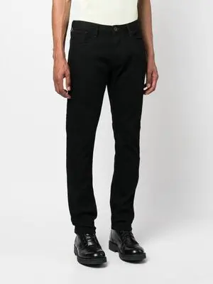 Emporio Armani Logo Plaque Slim Cut Jeans - Black