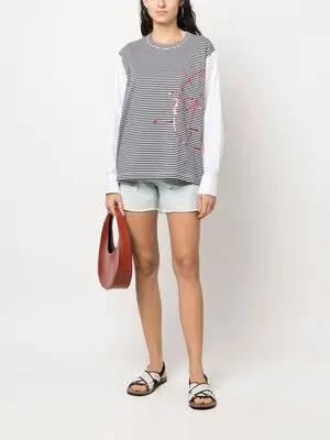 Plan C Striped Crew-neck Sweatshirt