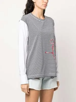 Plan C Striped Crew-neck Sweatshirt