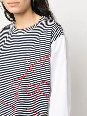 Plan C Striped Crew-neck Sweatshirt