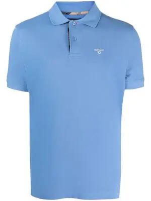 Barbour Tartan-trim Embroidered-logo Polo Shirt - Blue