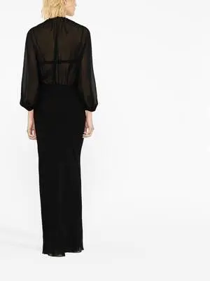 Saint Laurent Sheer-paneled Maxi Dress