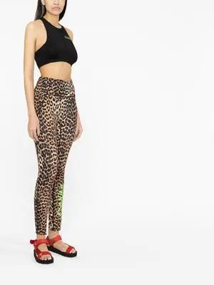 GANNI Leopard-print High-waisted Leggings