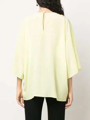 LANVIN Draped Silk Blouse - Green