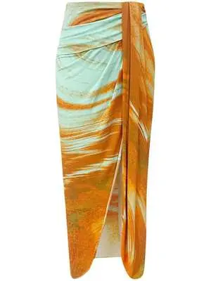 Simkhai Gwena Marble High-waisted Skirt - Orange