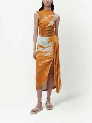 Simkhai Gwena Marble High-waisted Skirt - Orange
