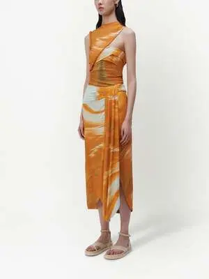 Simkhai Gwena Marble High-waisted Skirt - Orange
