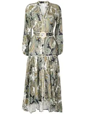 Veronica Beard Paisley-print Belted Dress