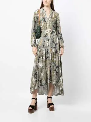 Veronica Beard Paisley-print Belted Dress