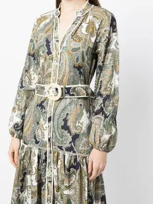 Veronica Beard Paisley-print Belted Dress