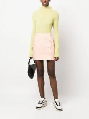 Raf Simons Frayed Cotton Miniskirt - Pink
