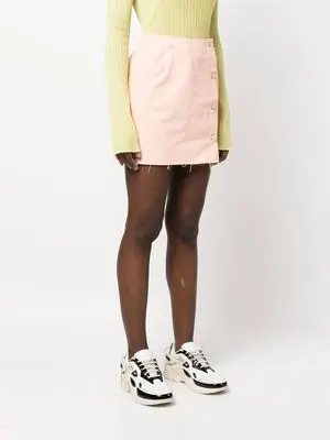 Raf Simons Frayed Cotton Miniskirt - Pink