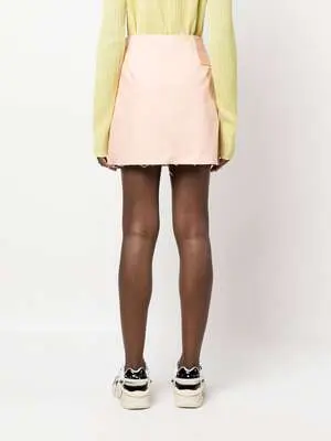 Raf Simons Frayed Cotton Miniskirt - Pink