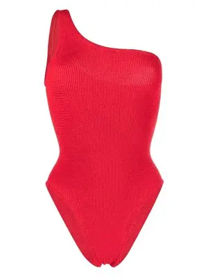 Hunza G Seersucker One-shoulder Swimsuit - Red
