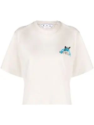 Off-White Butterfly-print Cropped T-shirt