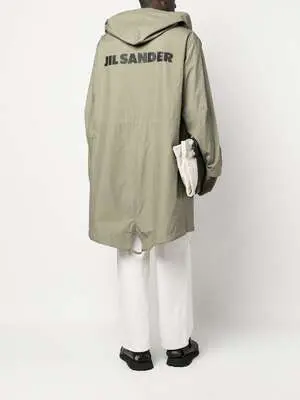 JIL SANDER Rear Logo-print Hooded Coat - Green