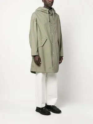 JIL SANDER Rear Logo-print Hooded Coat - Green