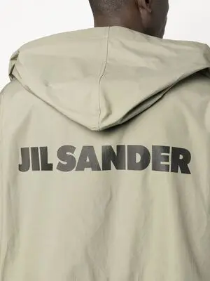 JIL SANDER Rear Logo-print Hooded Coat - Green